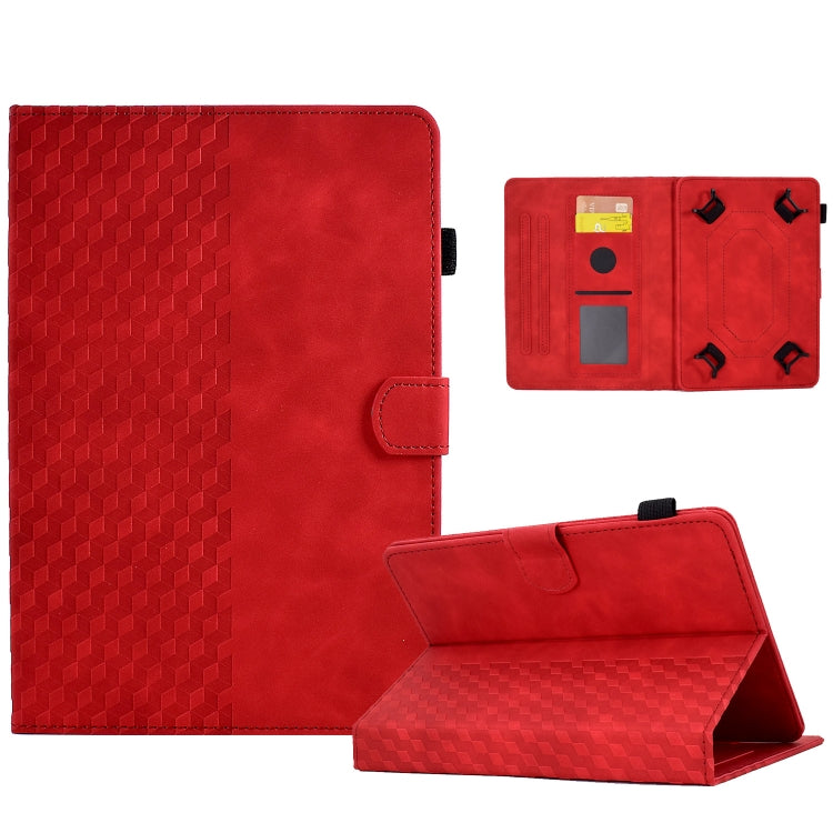 For 8.0 inch Universal Tablet Rhombus Embossed Leather Case(Red)