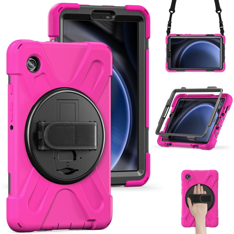 For Samsung Galaxy Tab A9+ Rotatable Kickstand Grip Heavy Duty Hard Ru