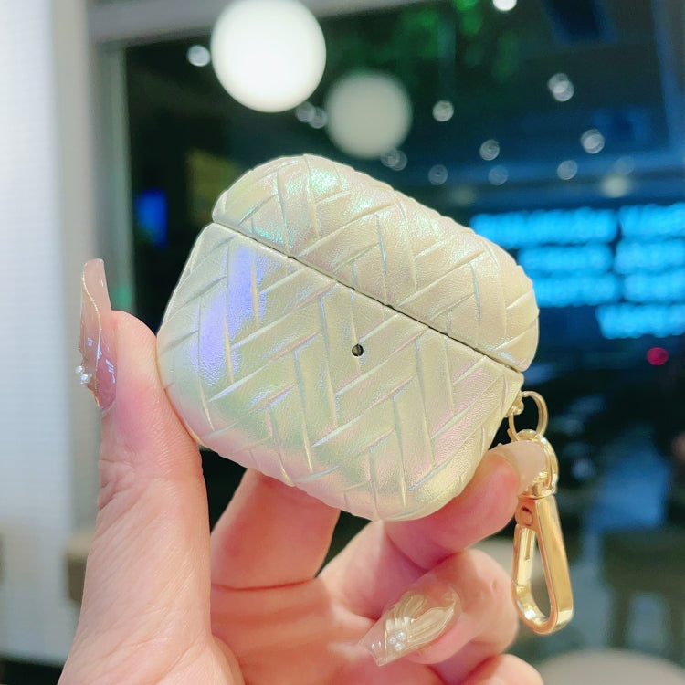 For AirPods 3 Colorful Weaving Texture Earbuds Box PC Case with Hook(W