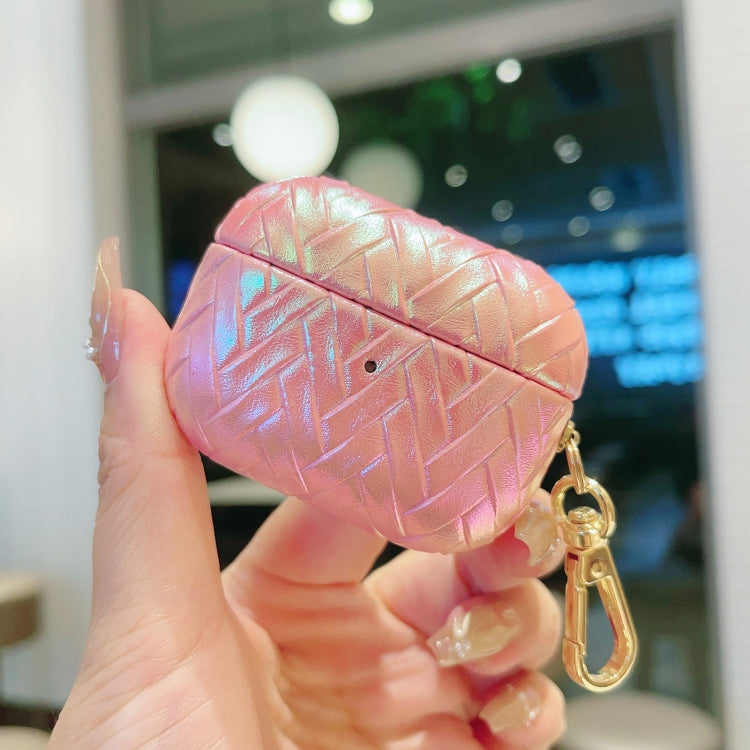 For AirPods Pro Colorful Weaving Texture Earbuds Box PC Case with Hook