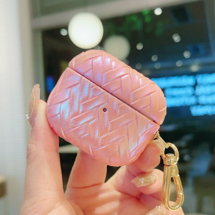 For AirPods 4 Colorful Weaving Texture Earbuds Box PC Case with Hook(P