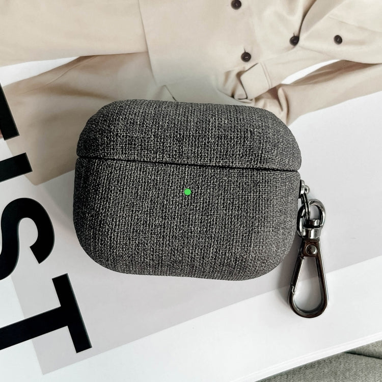 For AirPods Pro Fine Cloth Texture Earbuds Box PC Case with Hook(Dark