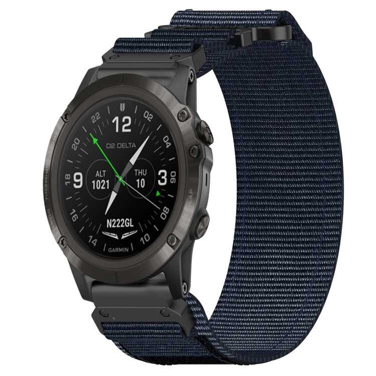 For Garmin D2 Delta PX 26mm Nylon Hook And Loop Fastener Watch Band(Bl