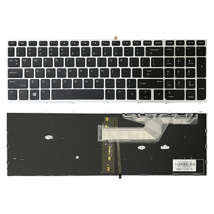 For HP ProBook 650 G4 Silver Frame US Version Laptop Backlight Keyboar