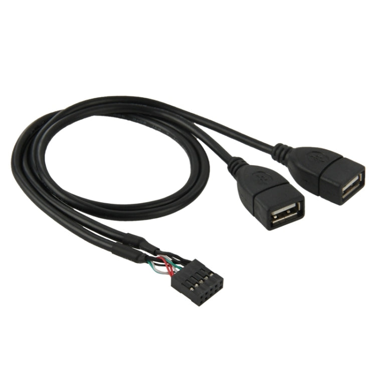 10 Pin Motherboard Female Header to 2 USB 2.0 Female Adapter Cable, Le