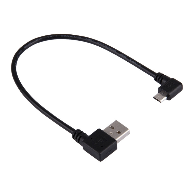 20cm USB 2.0 Male Angle Left to Left Turn Micro USB Male Angle Data Ch