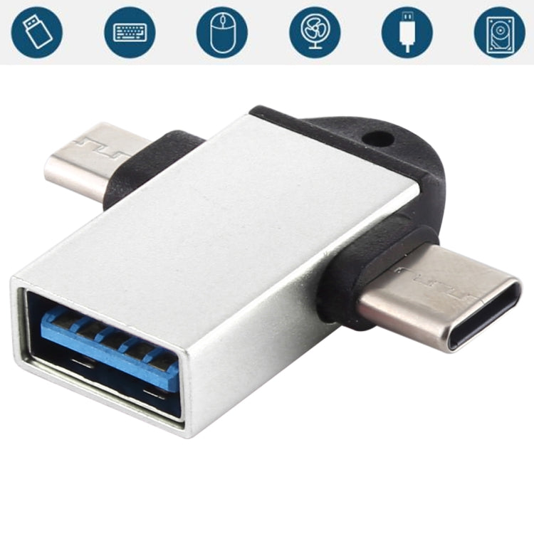 USB 3.0 Female to USB-C / Type-C Male + Micro USB Male Multi-function