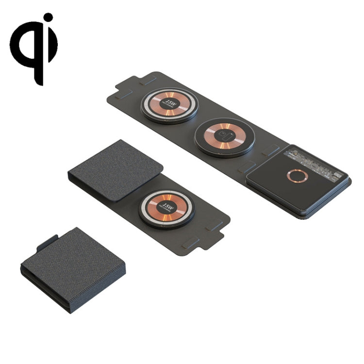 T01 15W 3 in 1 Wireless Charger Foldable Clear Glass Portable Fast Cha